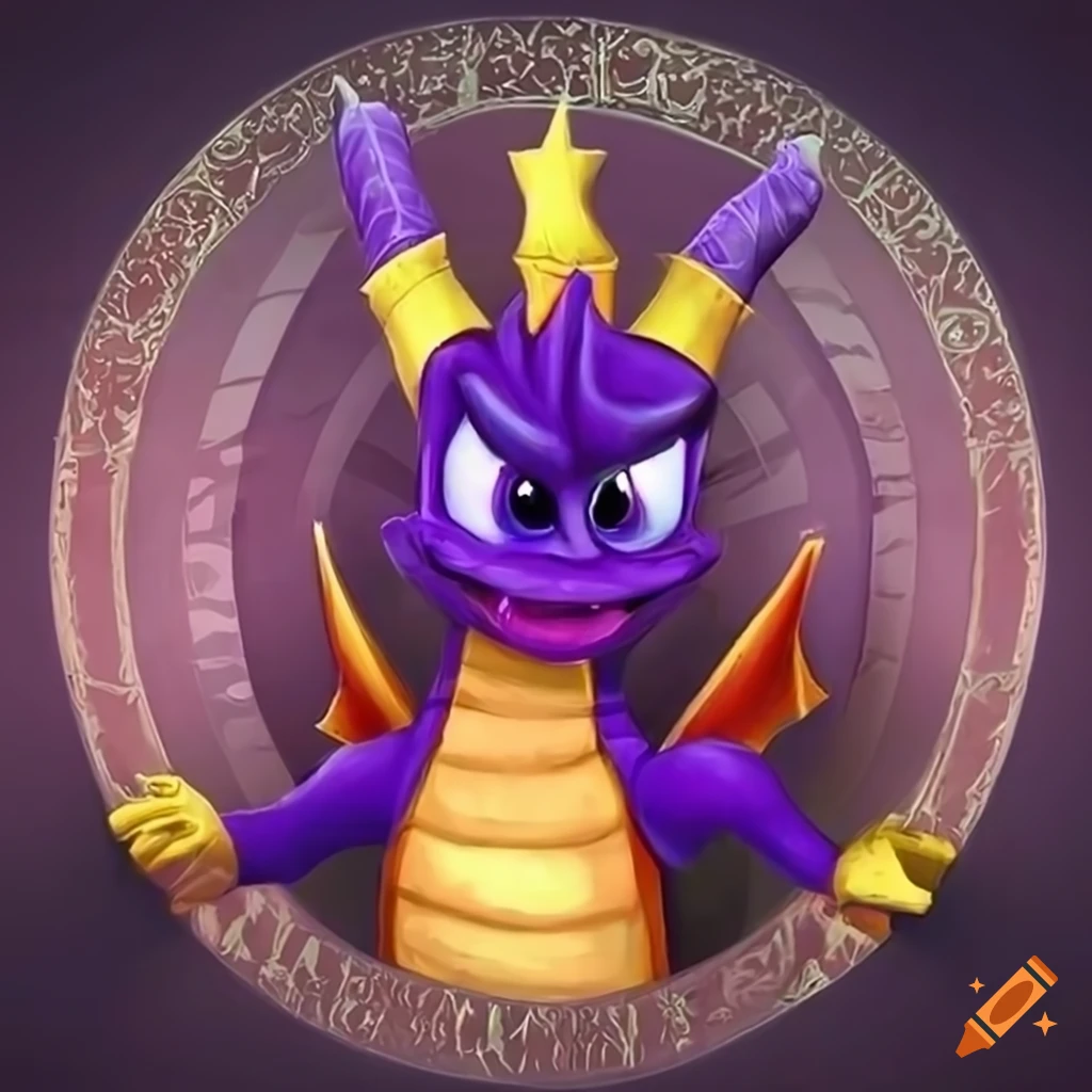 Spyro the dragon digital art portrait with art deco style and soft ...