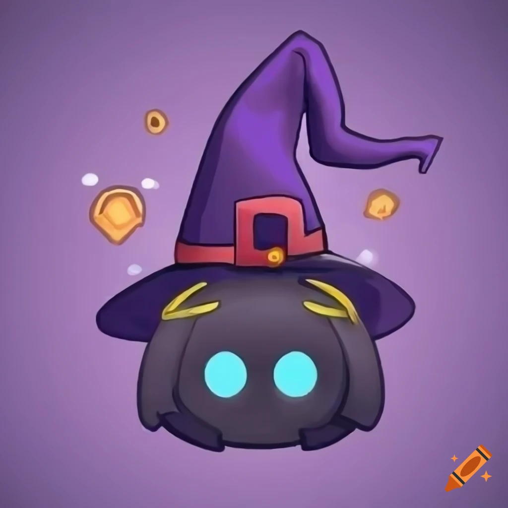 Cute discord bot wearing a witch hat on Craiyon