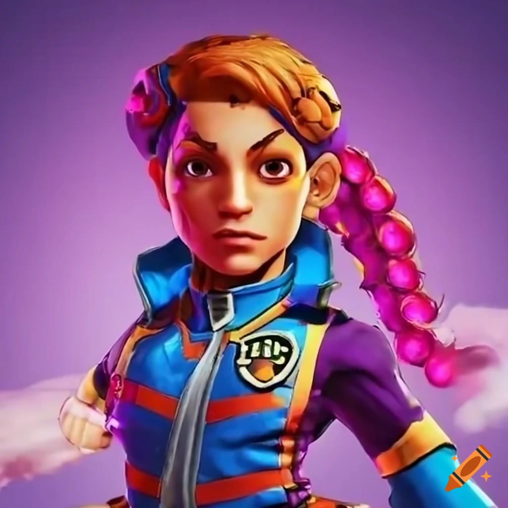 Poison from street fighter v dressed as ryder from paw patrol on Craiyon