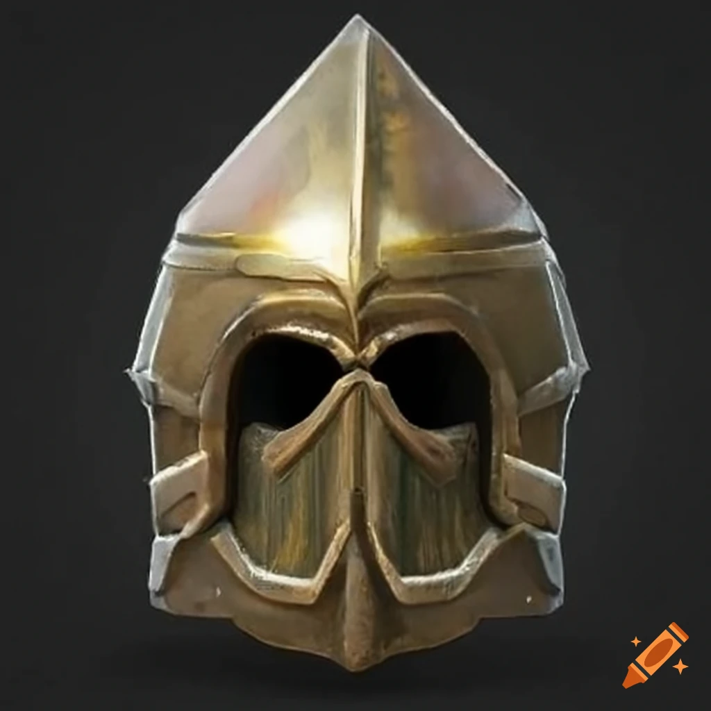 Front view of a dwarf helmet on Craiyon