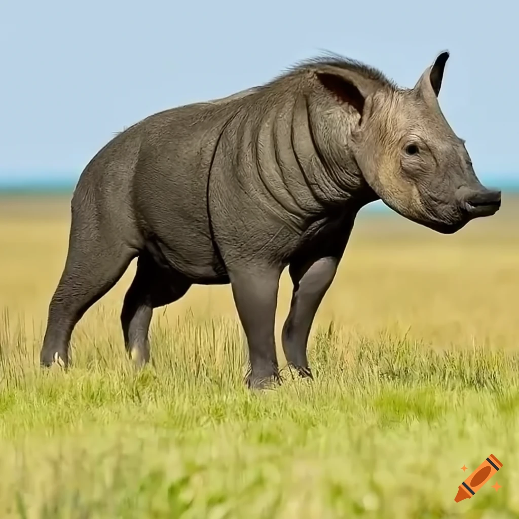 Illustration of a prehistoric entelodon in an asian wilderness on Craiyon