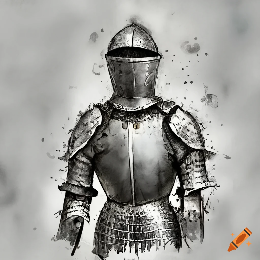 Sketch of medieval knights armor in the style of da vinci on Craiyon
