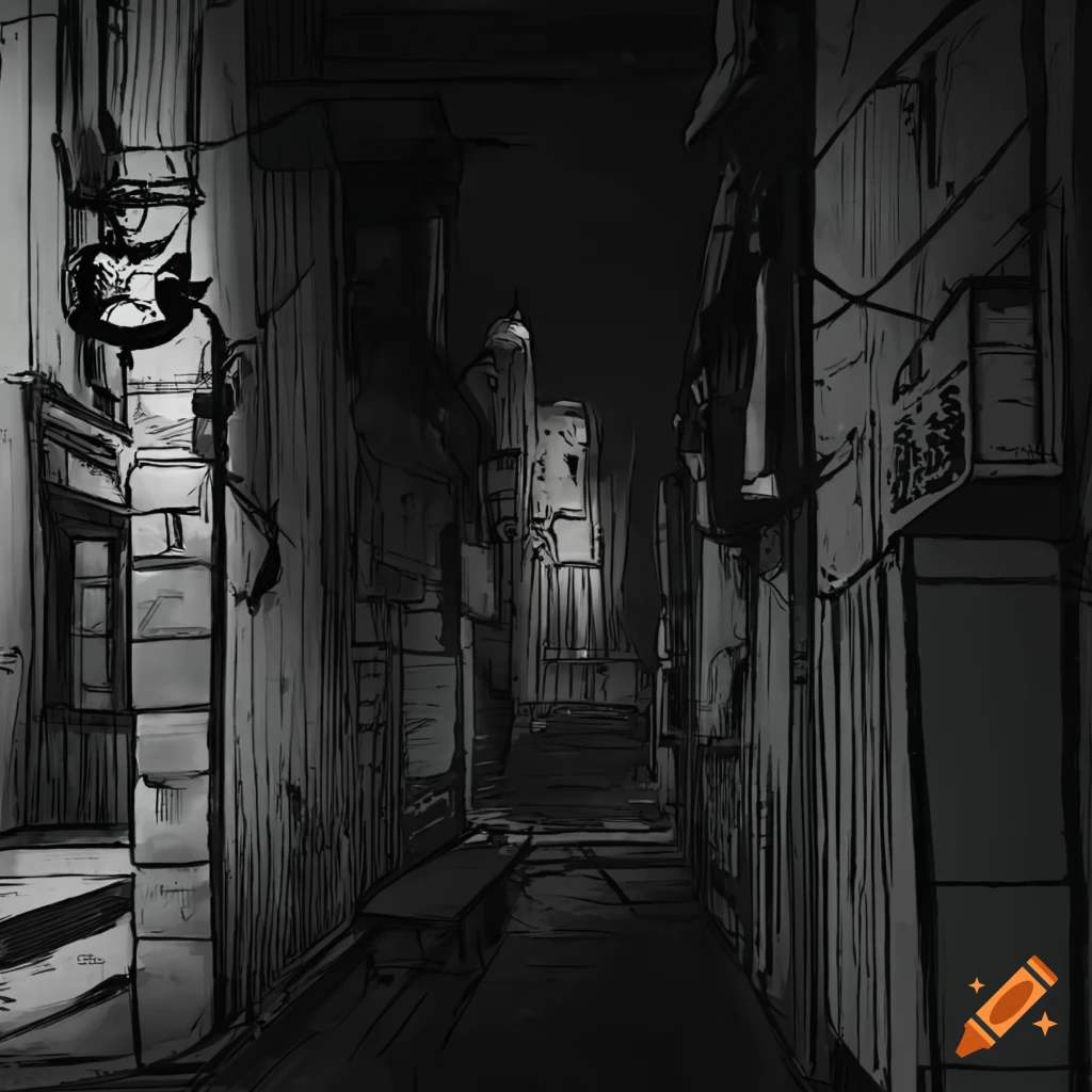 Manga style alley in 1920 with smog on Craiyon