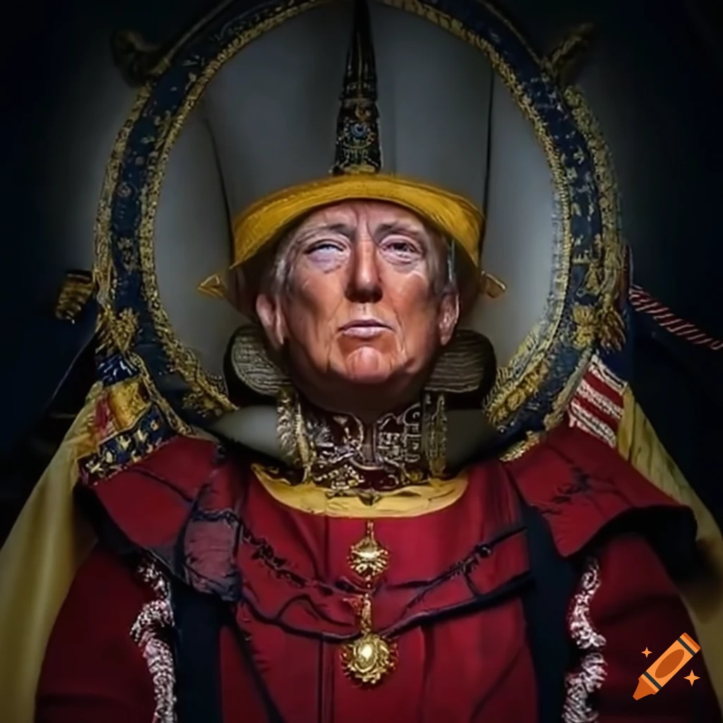 Satirical depiction of emperor trump on Craiyon