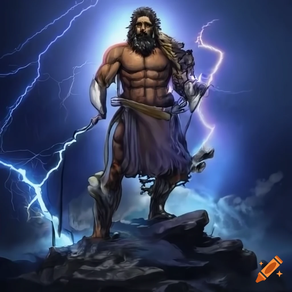 Zeus wielding lightning on Craiyon