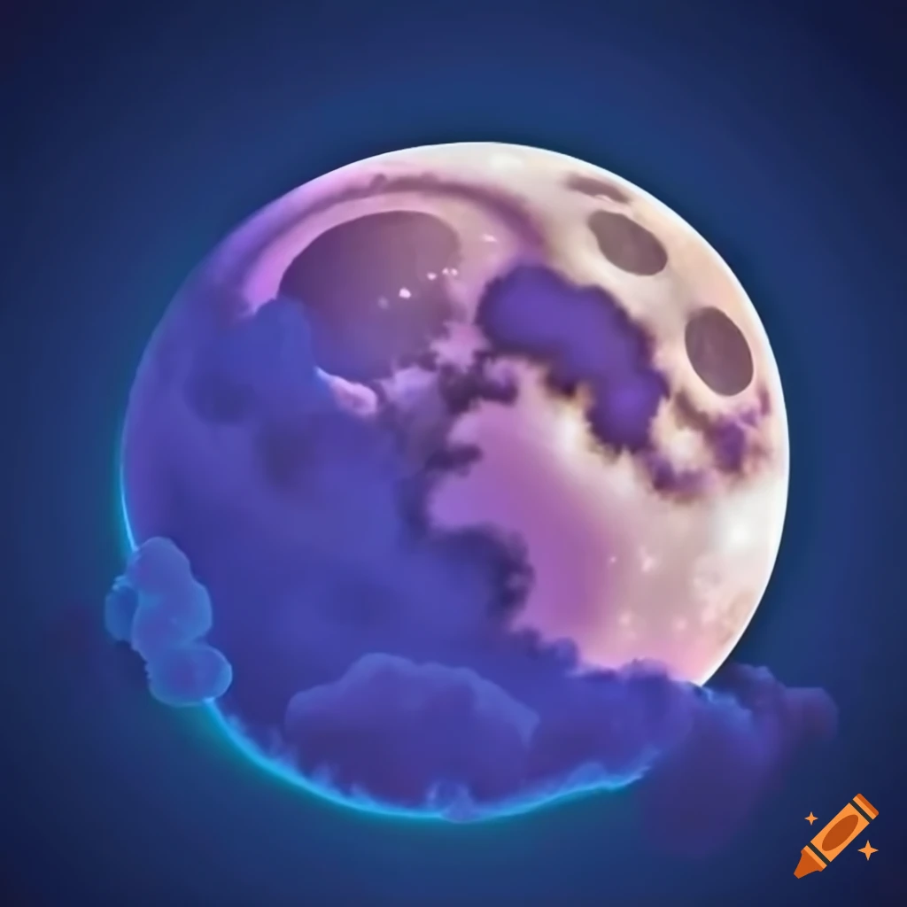 Fluffy moon with clouds in the night sky on Craiyon