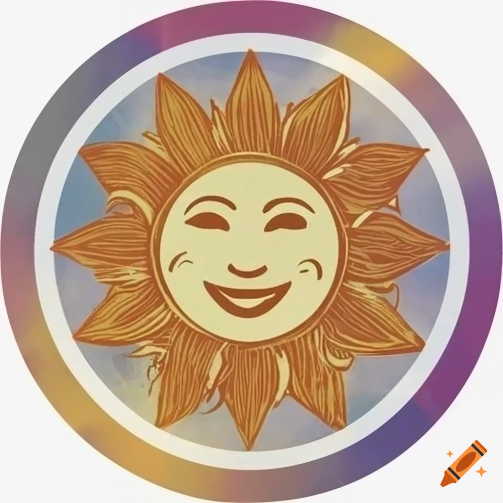 Vintage pastel engraving of a smiling sun on Craiyon