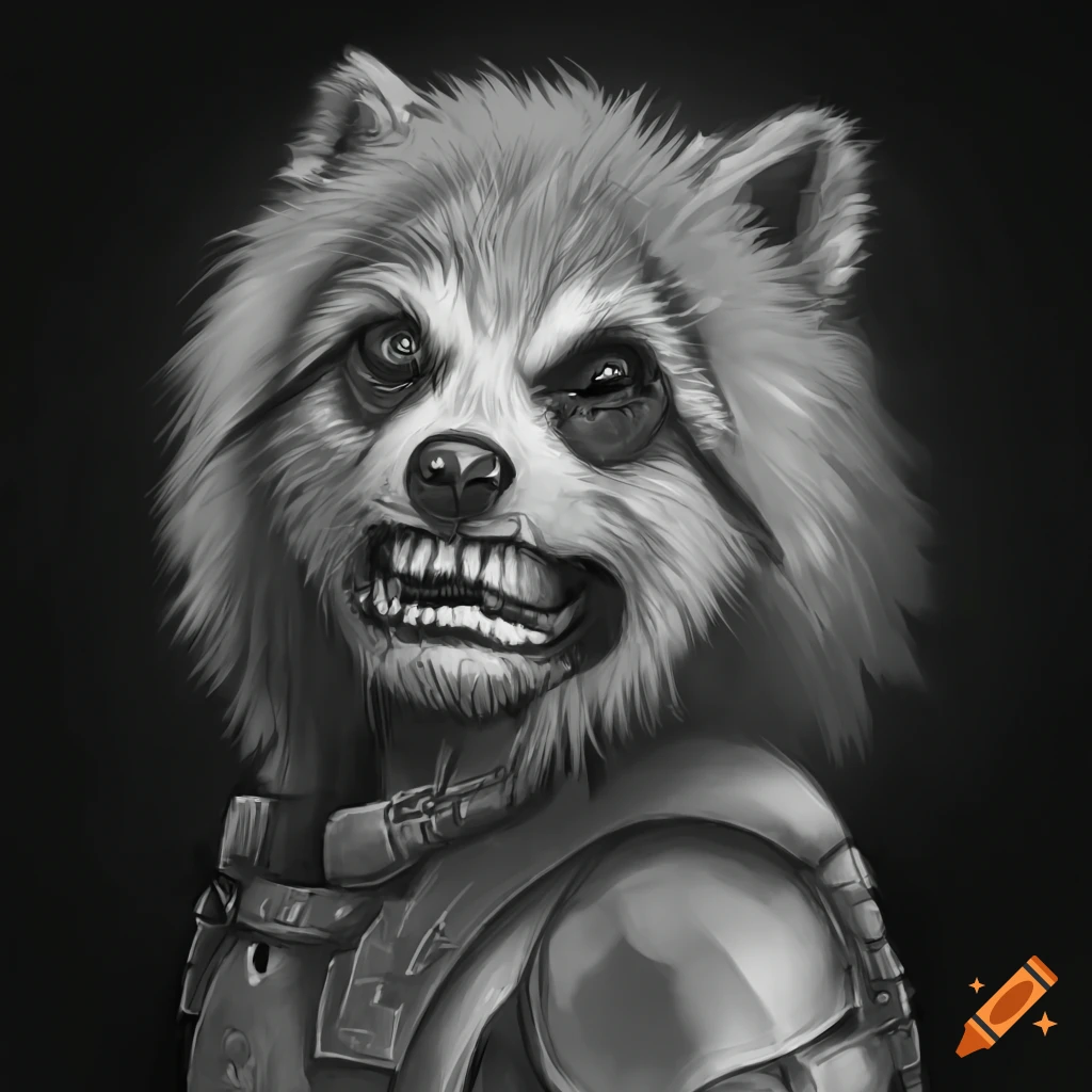 Portrait of a strong furry raccoon in warhammer 40000 power armor with ...