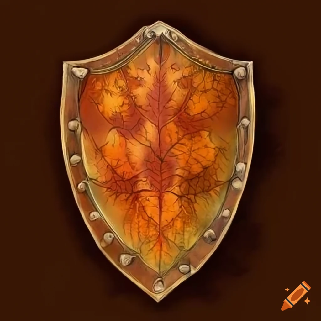 Artwork of a shield representing autumn theme on Craiyon