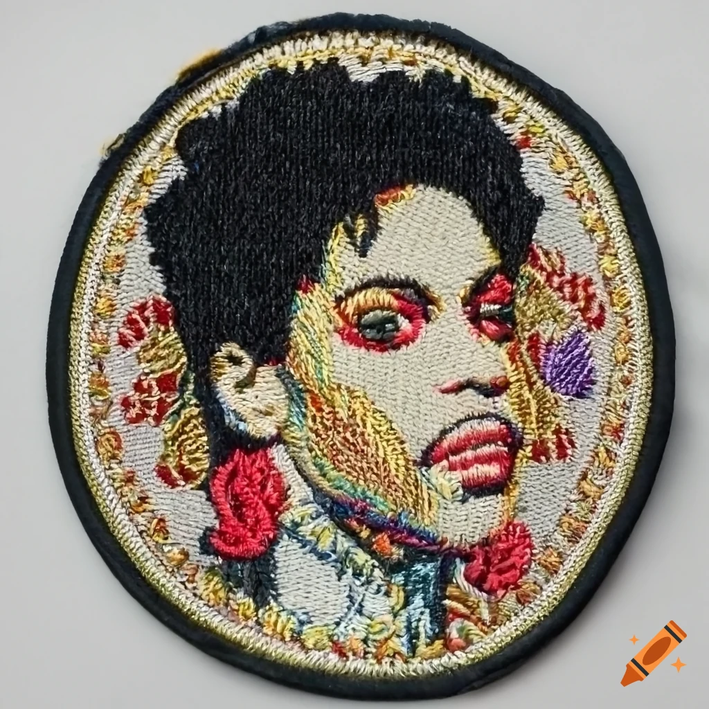 Vintage embroidery patch of detailed portrait of pop artist Prince on ...
