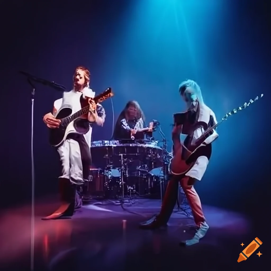 Scientists in lab coats performing on stage for a crowd on Craiyon