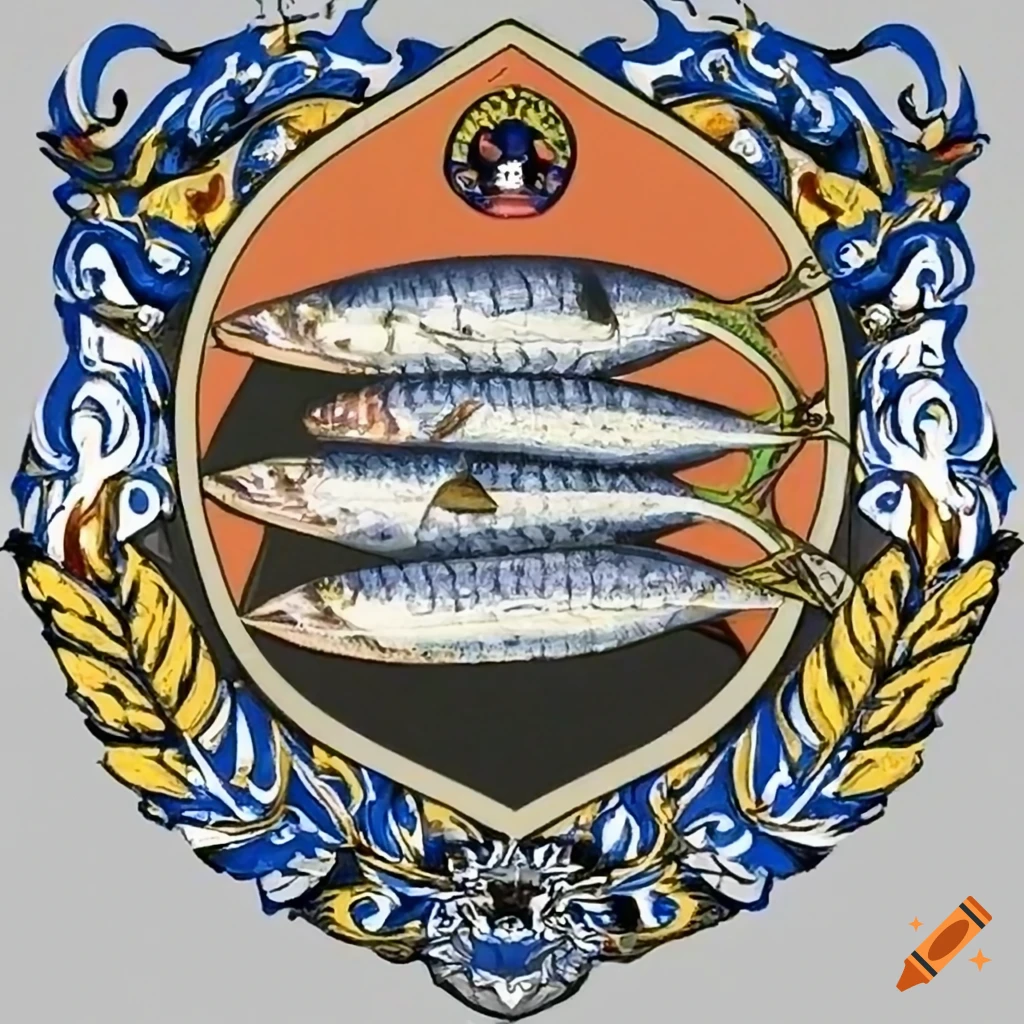 Team crest with sardines on Craiyon