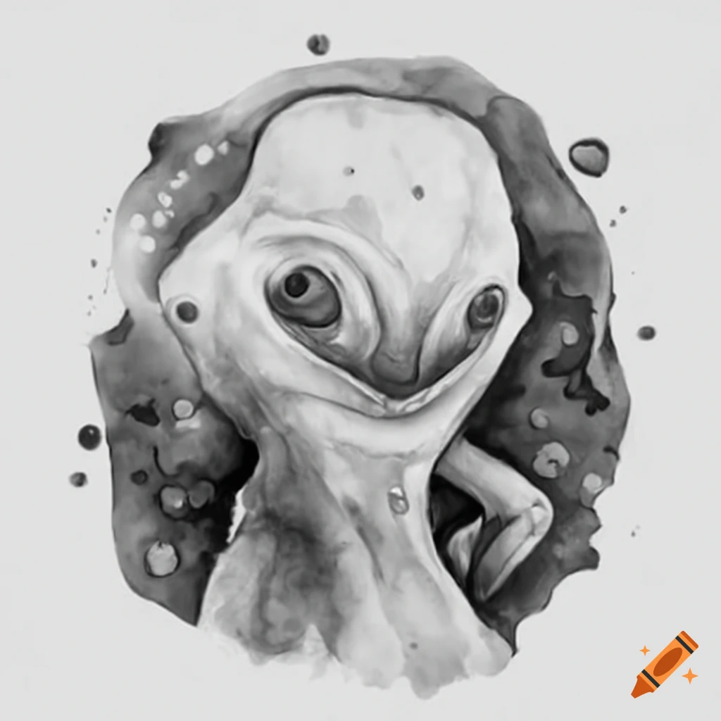 Giant otherworldly alien frog next to a very small man on Craiyon