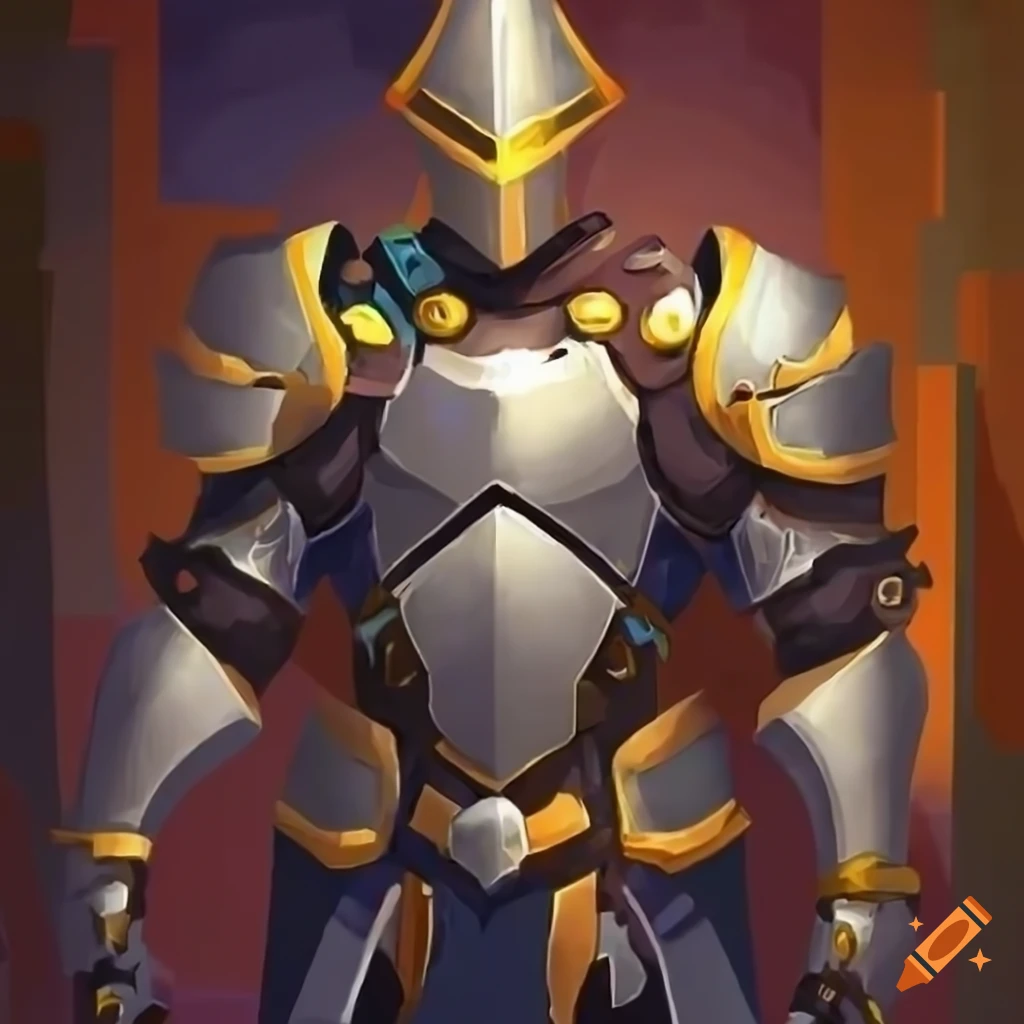 Male knight character concept art in overwatch style on Craiyon