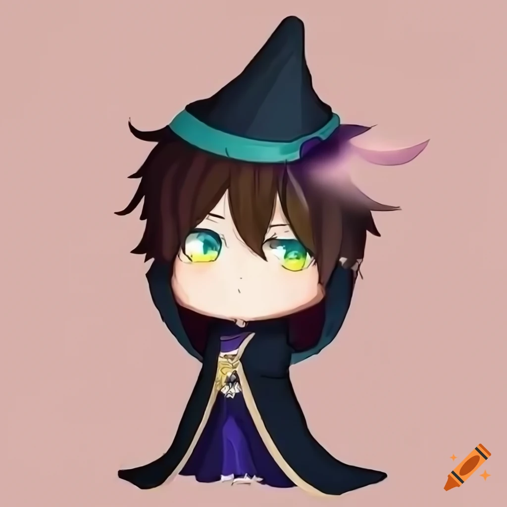 Chibi male wizard vtuber model in cloak on Craiyon