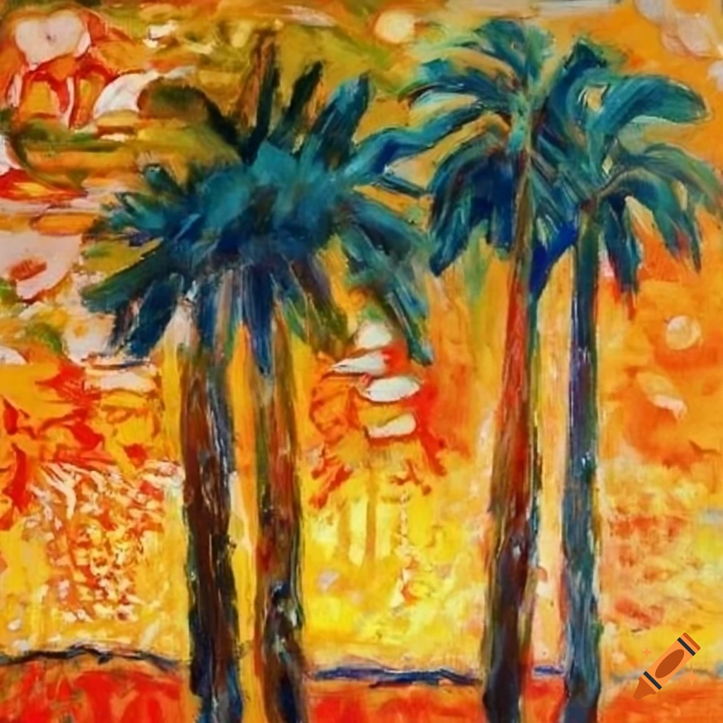 Palm trees in abstract art nouveau style by Pierre Bonnard on Craiyon