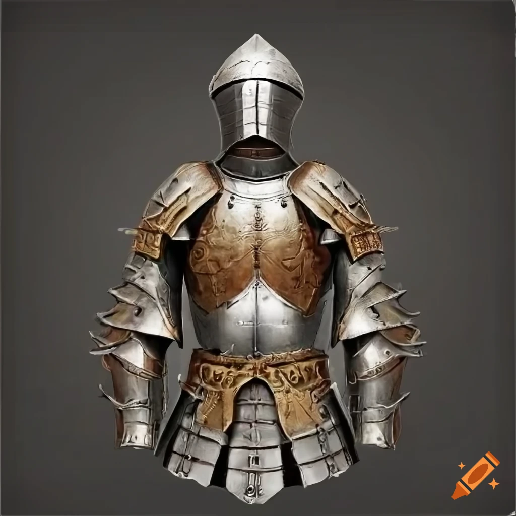 Front view of gothic ancient bathyscathe armor on Craiyon