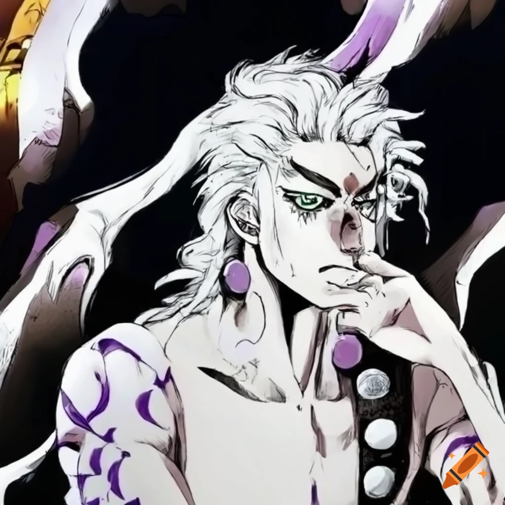 Male OC in Toshiyuki Araki JOJO's Bizarre Adventure manga style on Craiyon