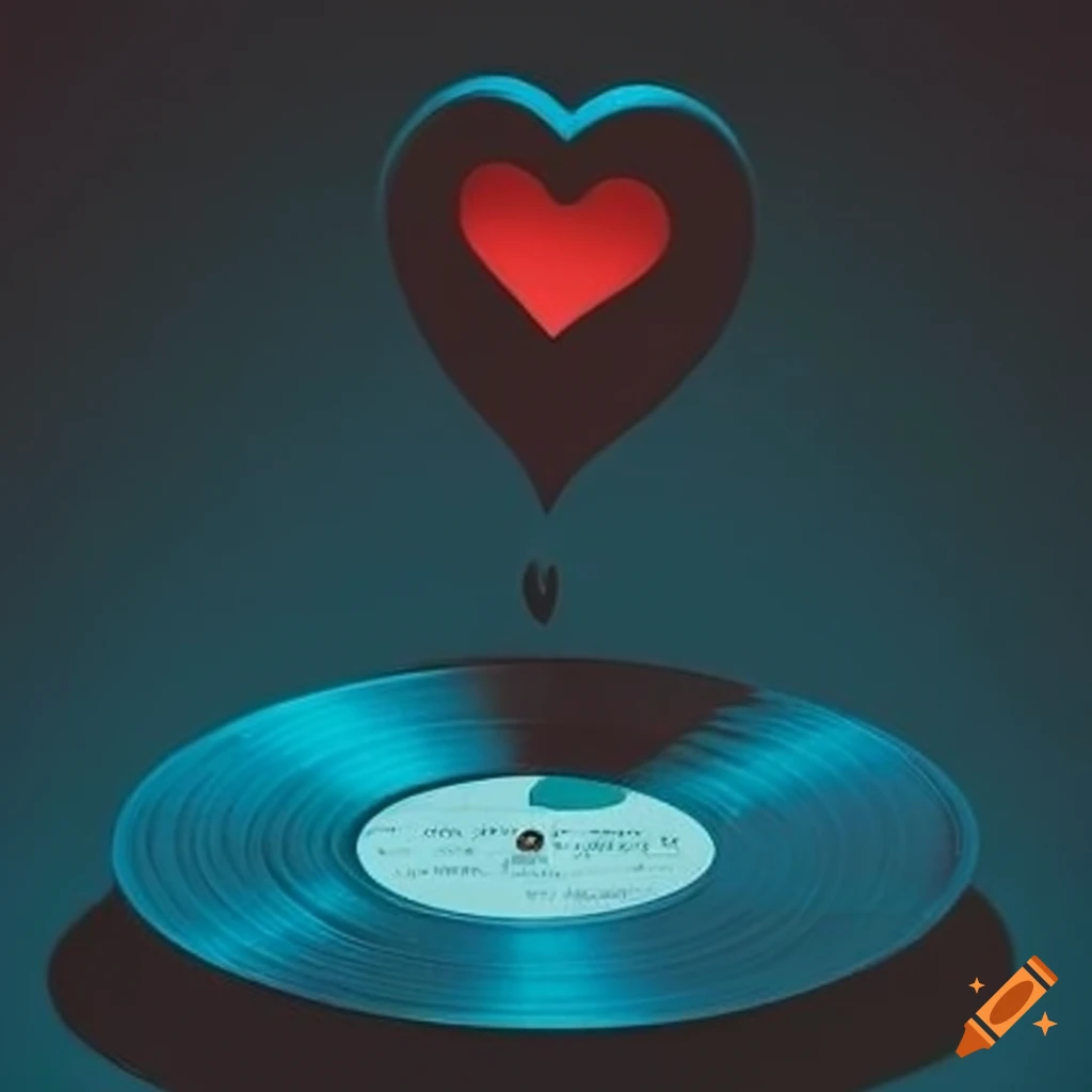 Heart-shaped vinyl record on Craiyon