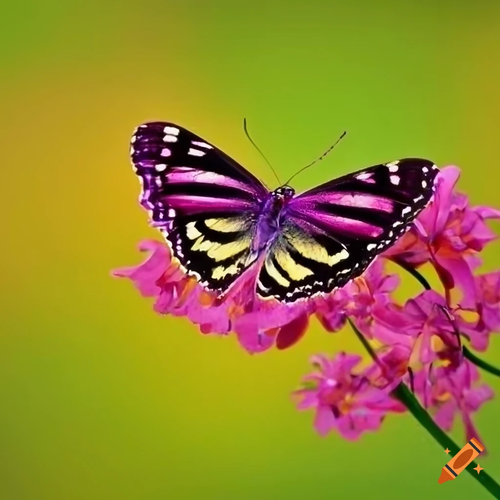 Pink and yellow striped butterfly on Craiyon