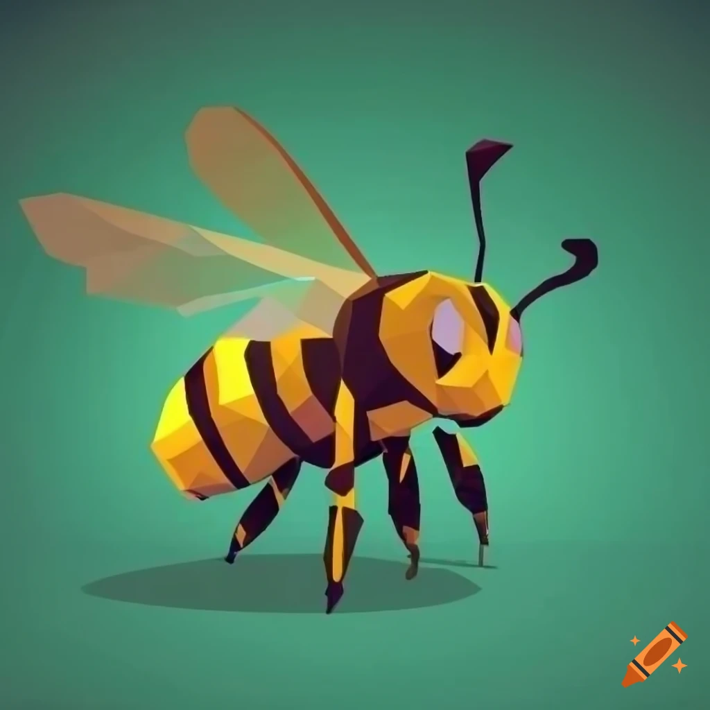 Low poly 3D vector art of a bee on Craiyon