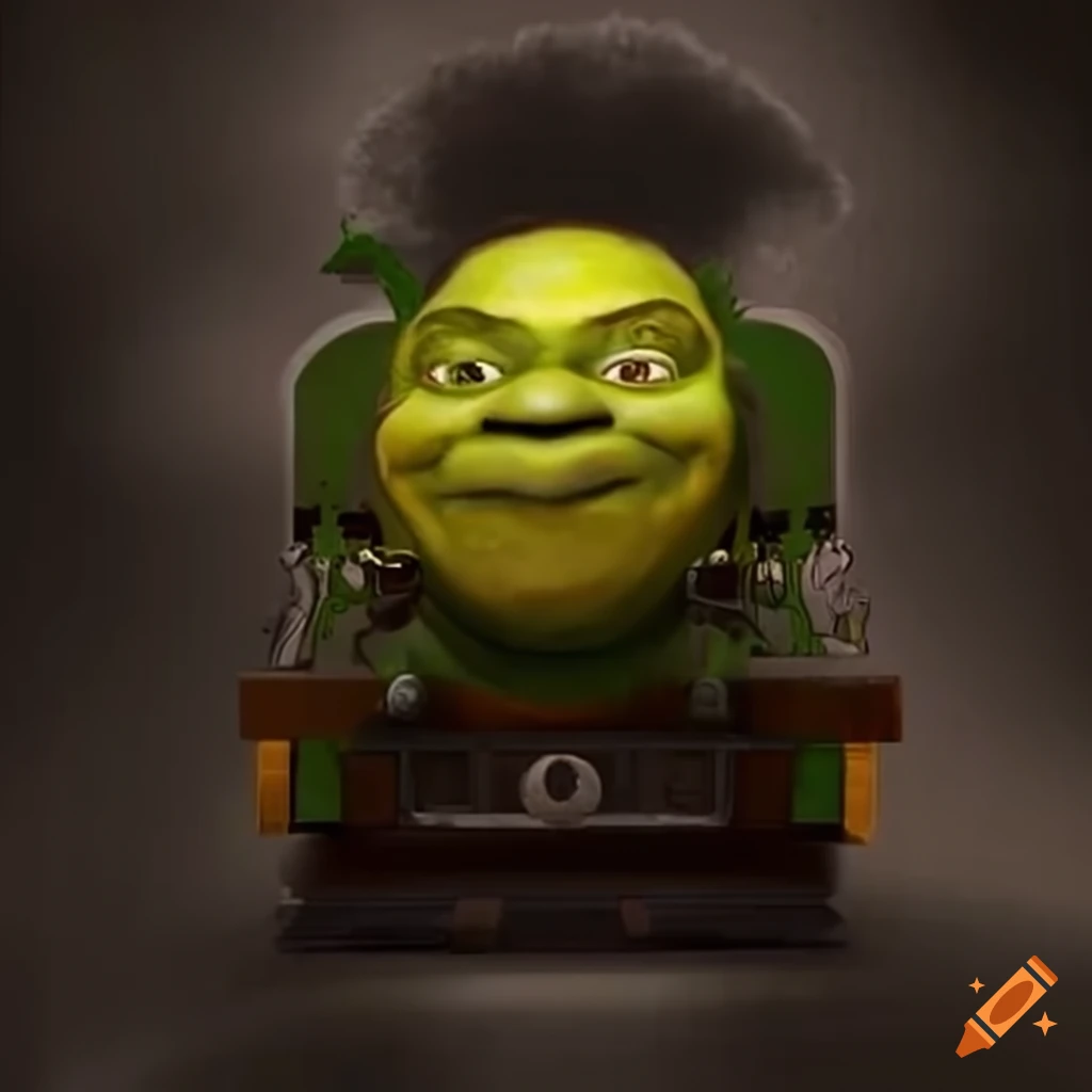 Shrek steam engine concept on Craiyon