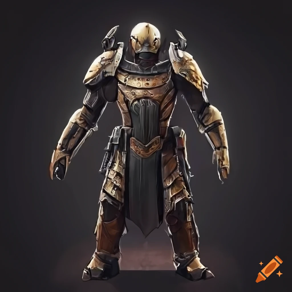 Warforged fighter in hk-47 style plate armor on Craiyon