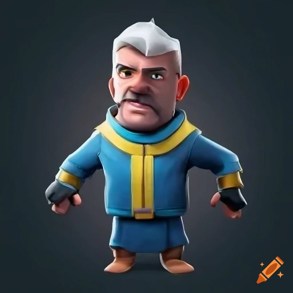 Vault security guard with baton in clash royale art on Craiyon