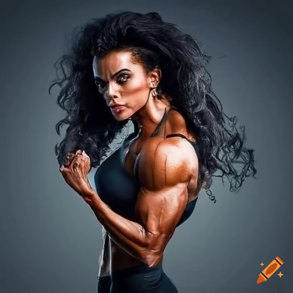 Dark-haired energetic bodybuilder DEB on Craiyon