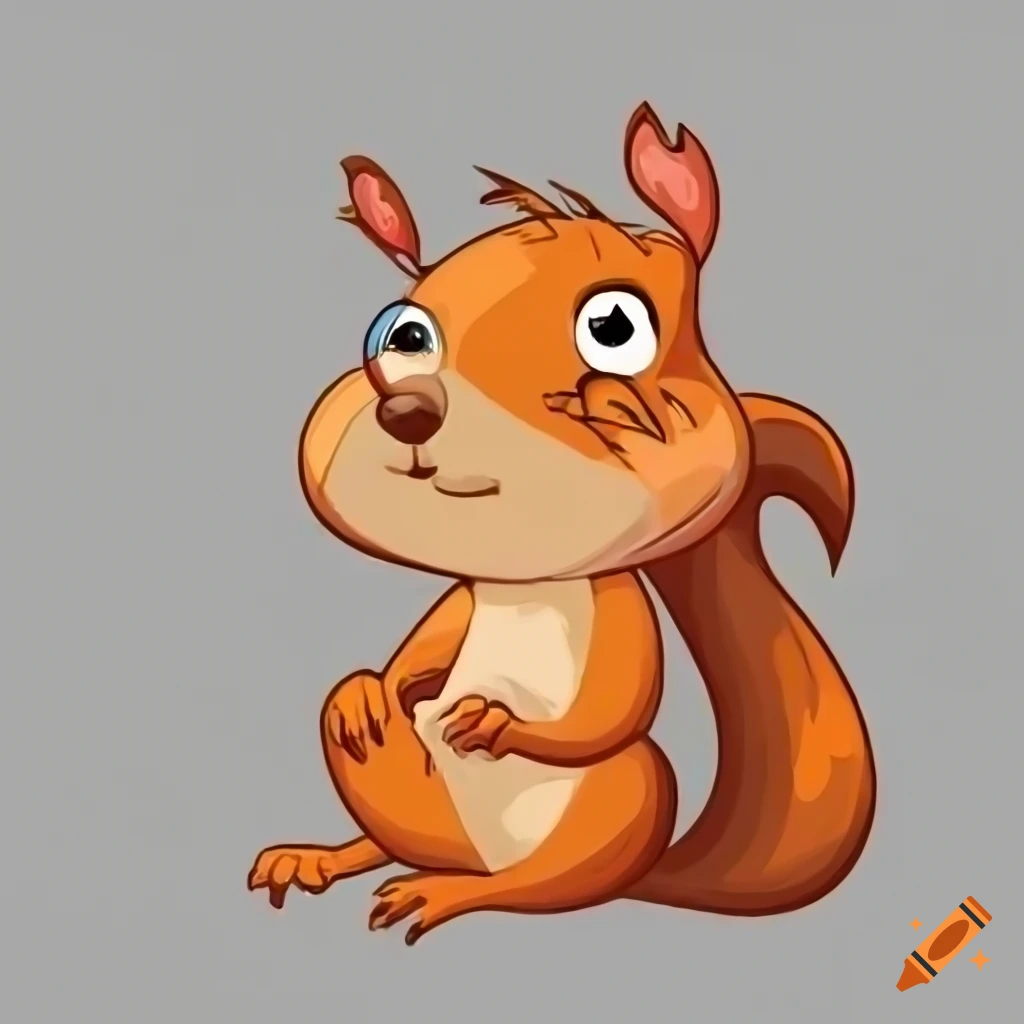Sick orange squirrel lying down in cartoon style on Craiyon