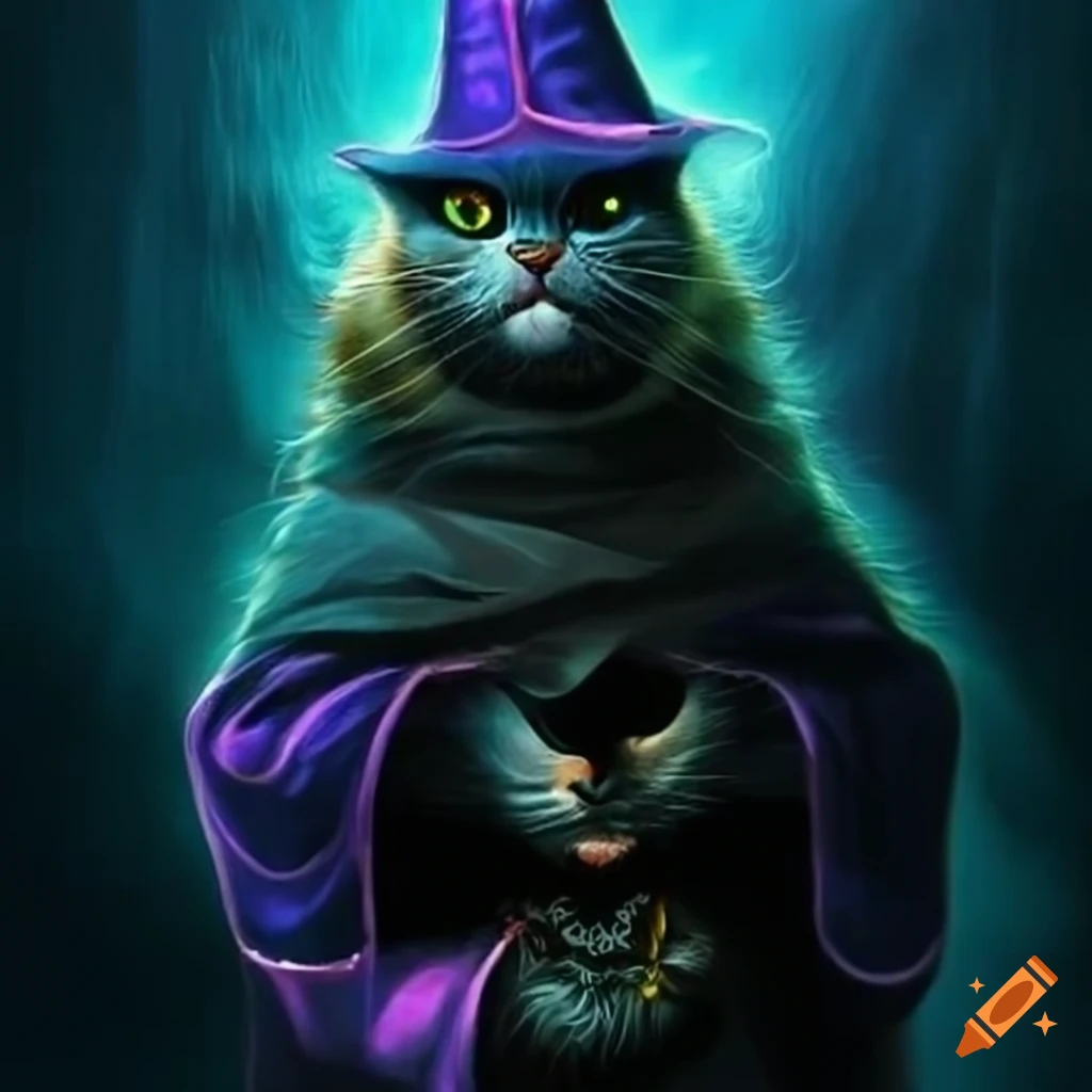 Cat dressed as a wizard on Craiyon