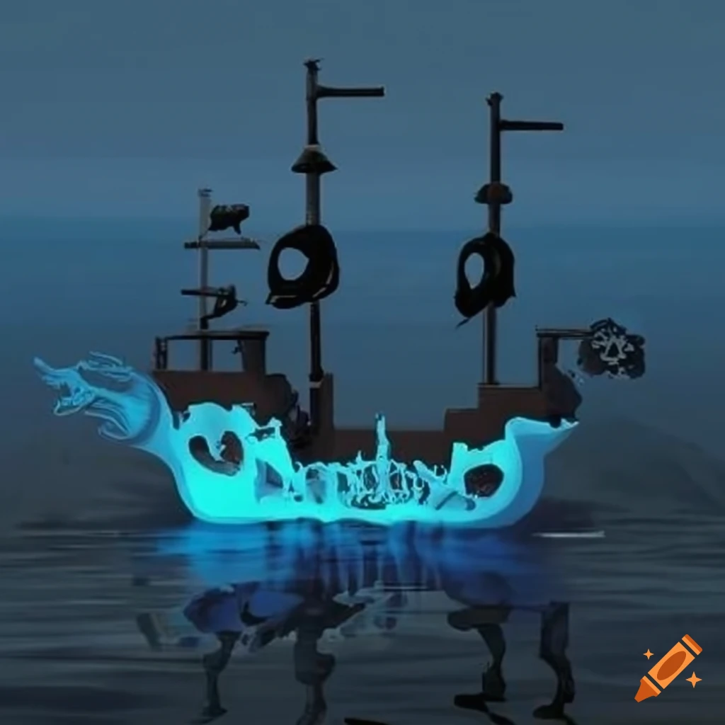 Ghost pirate ship with ghost crew on Craiyon