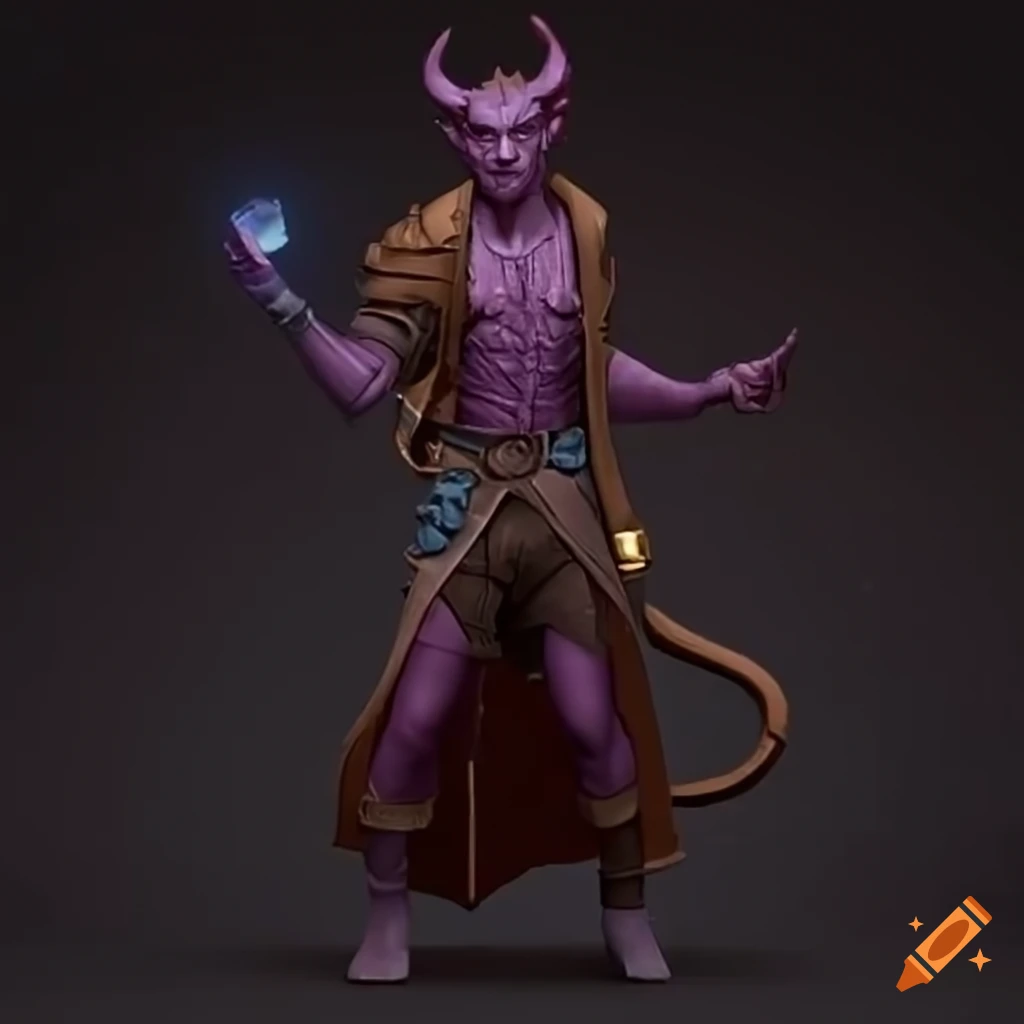 Male tiefling sorcerer character in full body, DnD on Craiyon