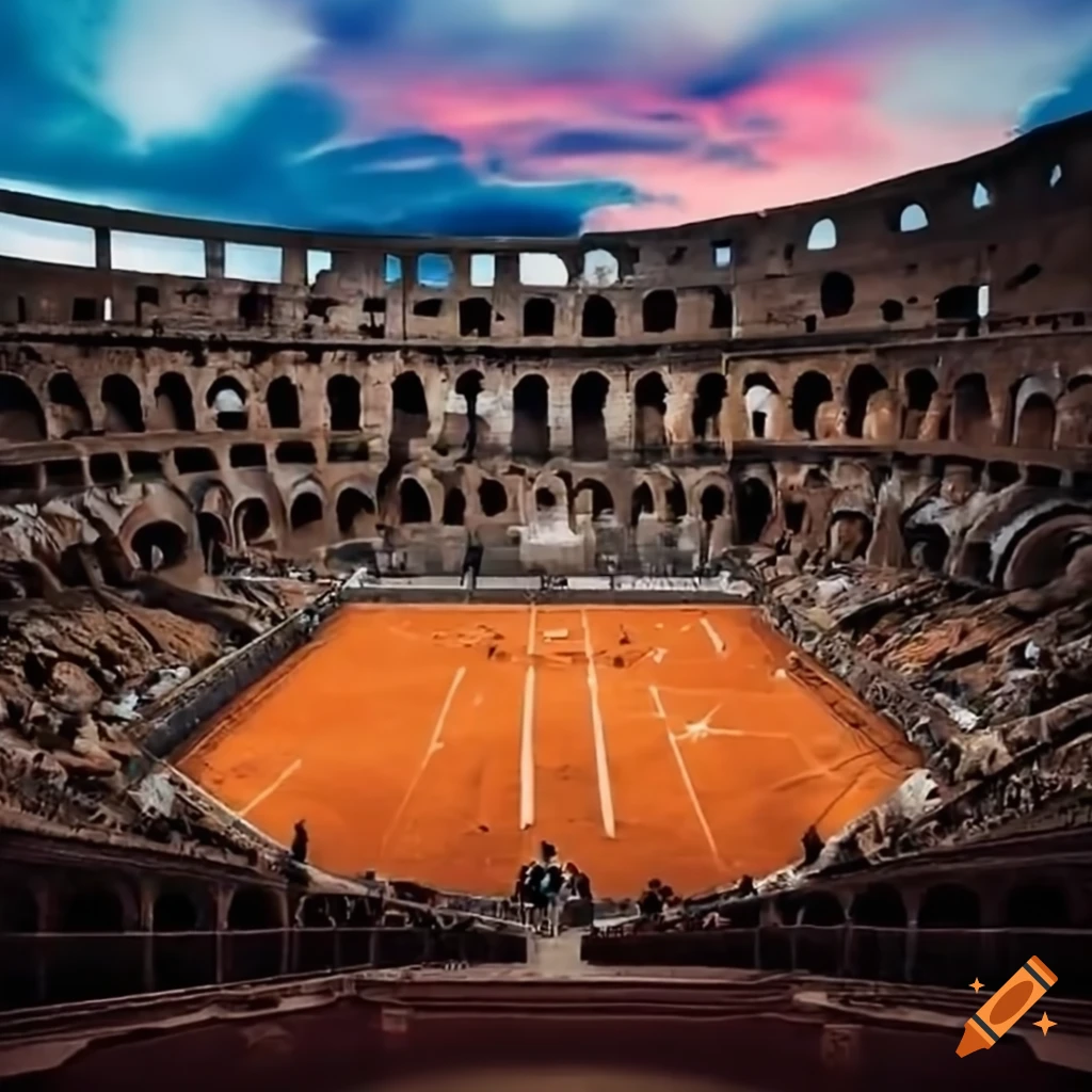 Tennis court in rome colosseum on Craiyon