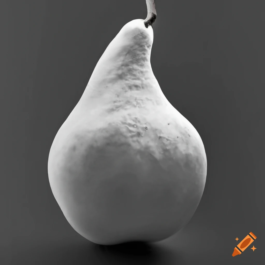 Strange-shaped white pear on a white background on Craiyon
