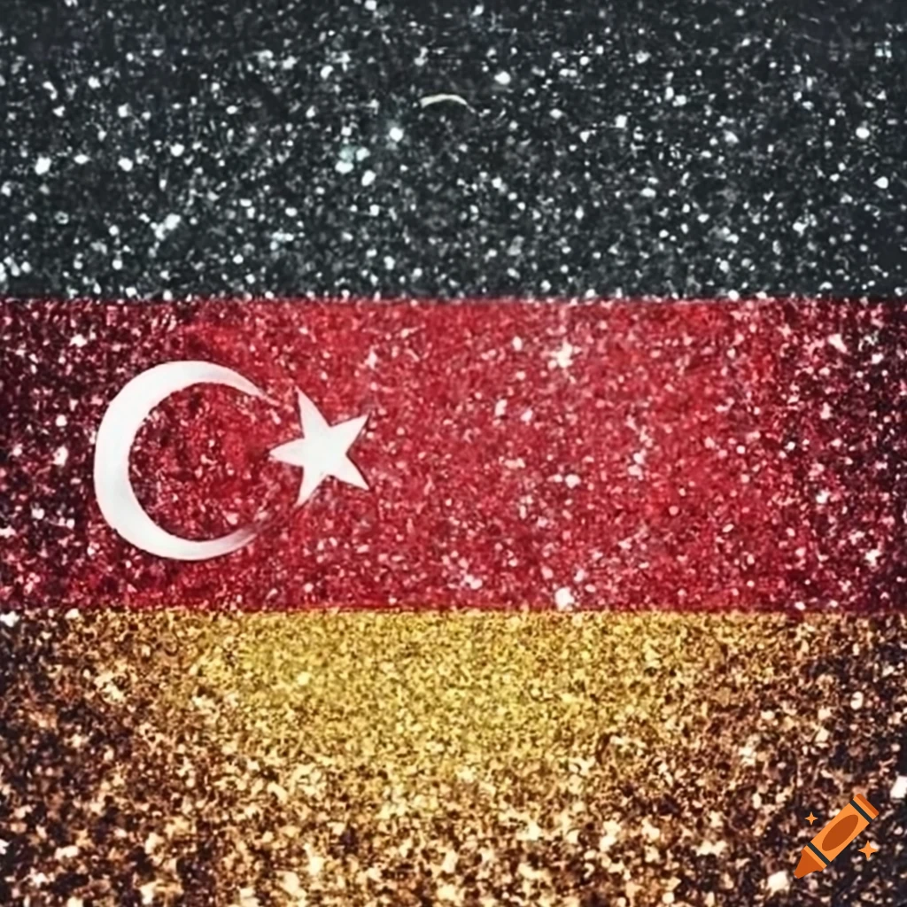 Germany flag with a glittery Turkey moon and star banner on Craiyon