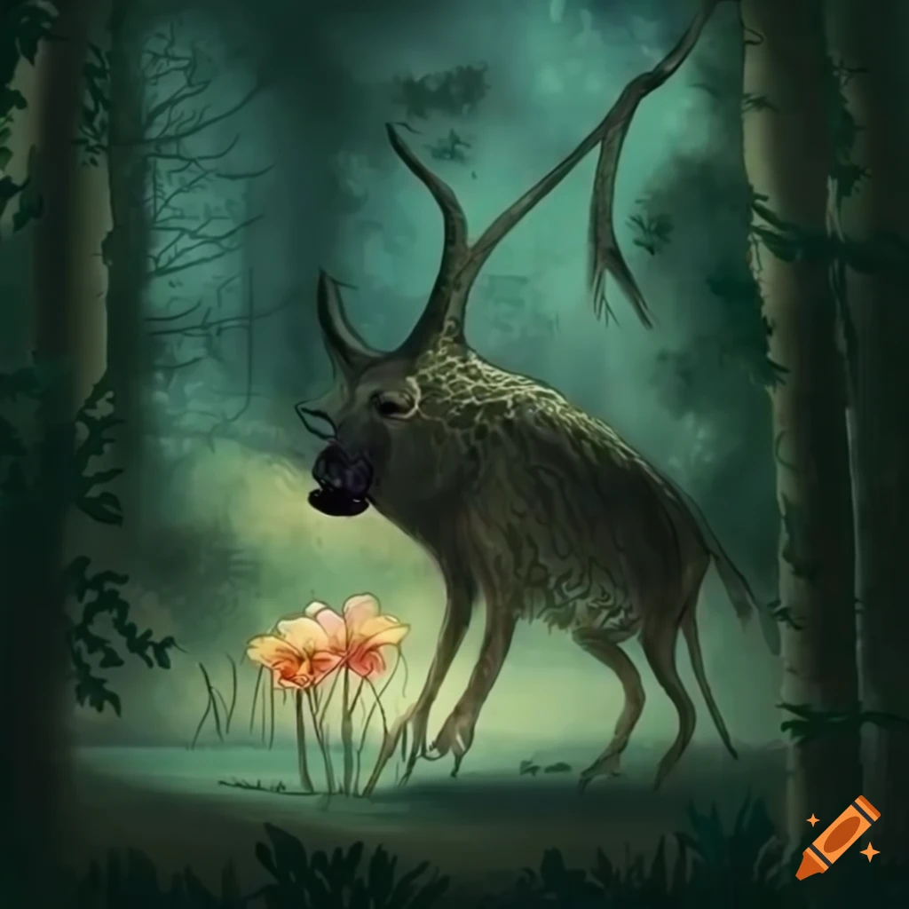 Ridiculous and surreal mutant animals in a strange forest with exotic ...