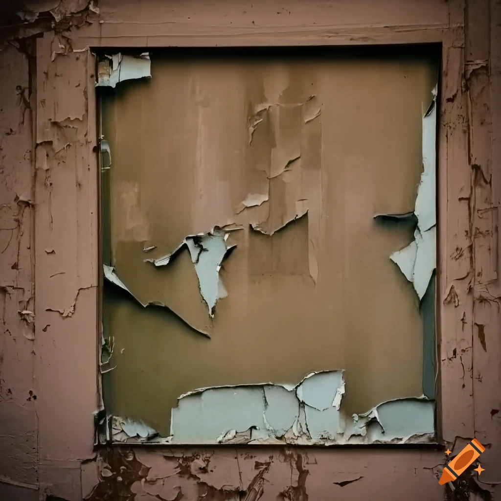 Close-up of peeling concert posters on an abandoned wall with green ...