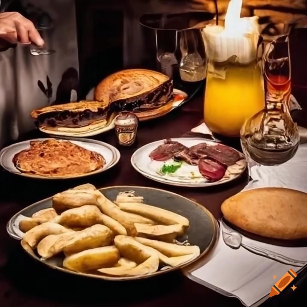 Table full of classic German foods on Craiyon