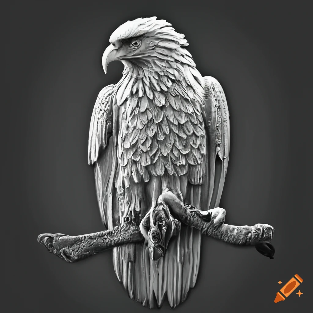 Bas relief eagle in grayscale on Craiyon