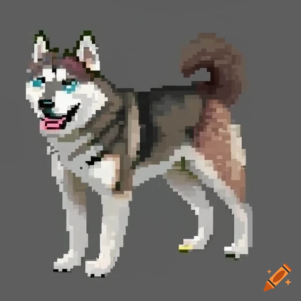 Detailed pixelart of a husky in 128x128 resolution on Craiyon