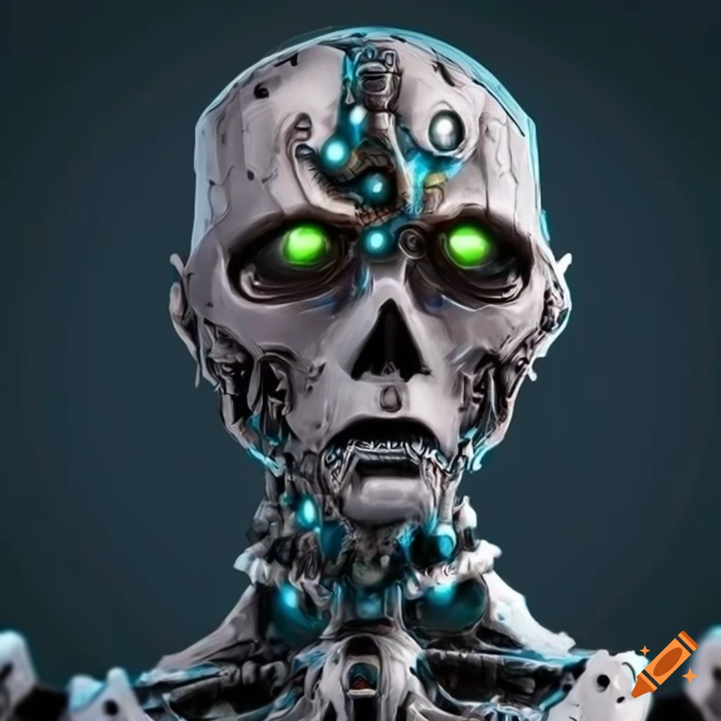 Robot and lich fusion in a highly detailed photorealistic art on Craiyon