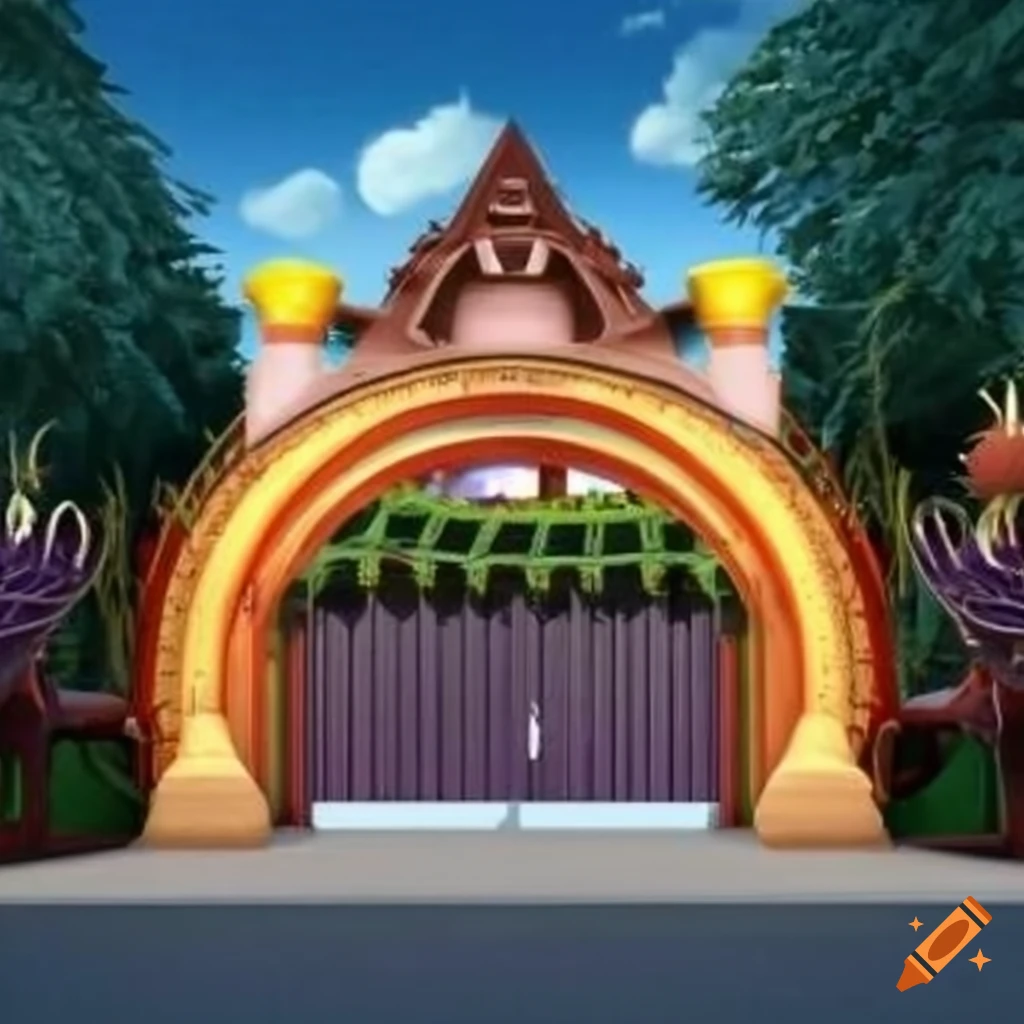 Magnificent entrance gate to amusement park on Craiyon