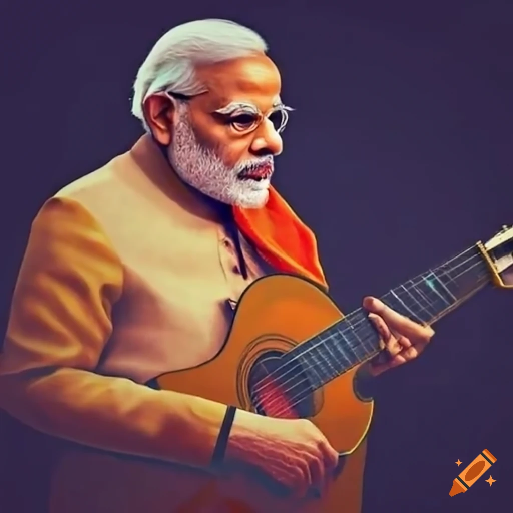 Narendra modi playing guitar on Craiyon