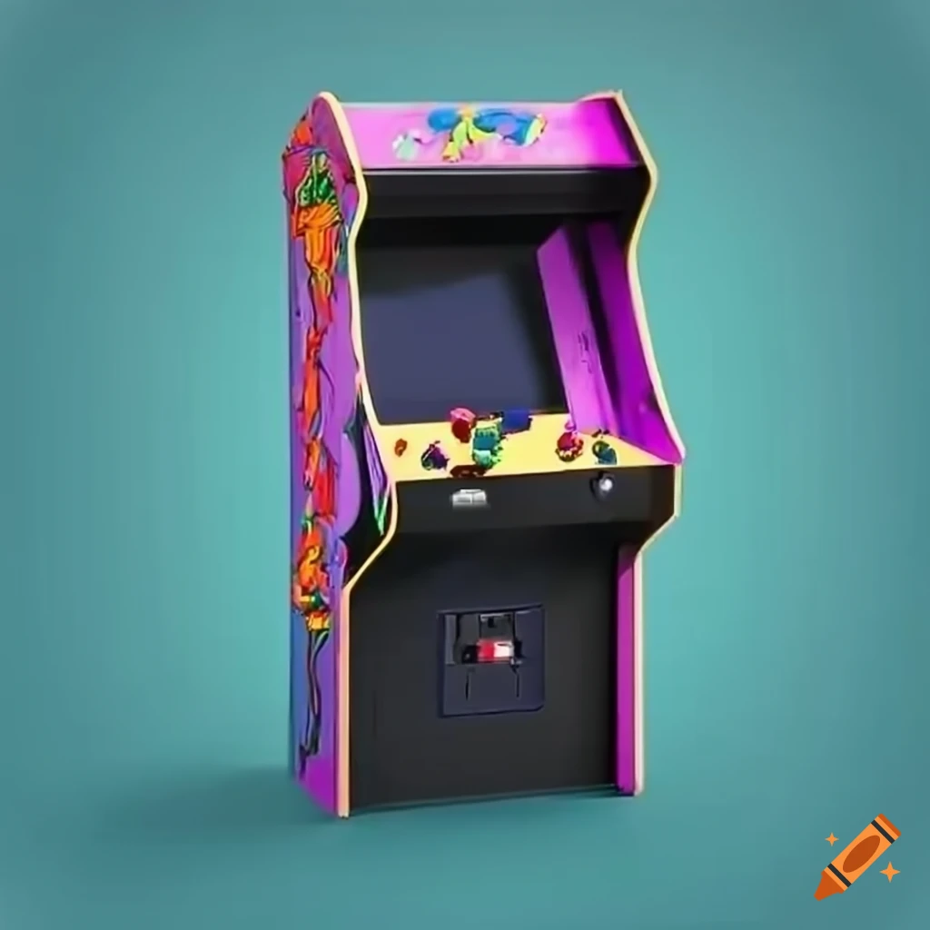 Colorful retro arcade cabinet on Craiyon