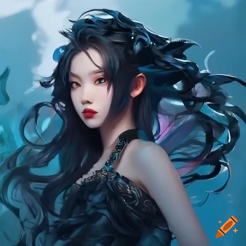 Digital masterpiece by Ruan Jia featuring a subject with flowing hair ...
