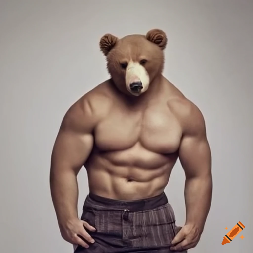 Muscular bear with a human-like appearance on Craiyon
