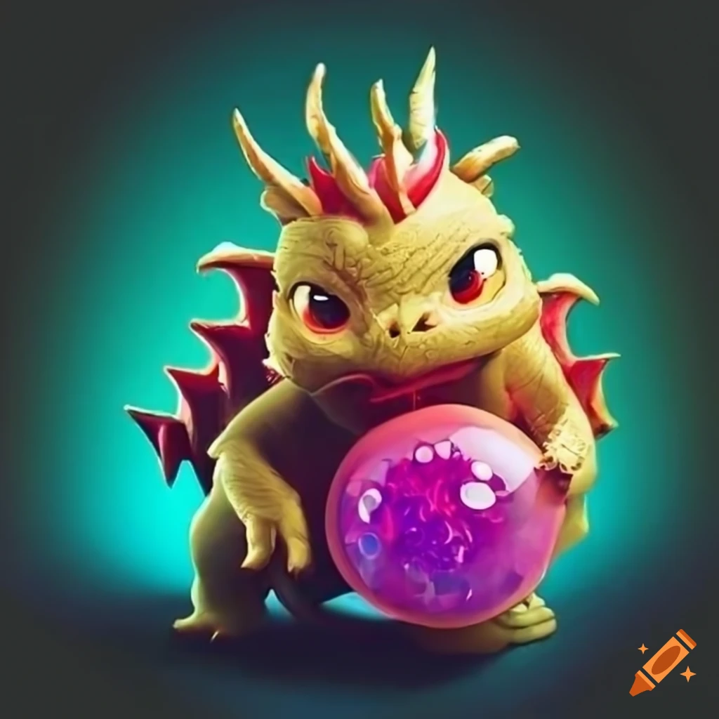 Small and derpy bubble gum dragon on Craiyon