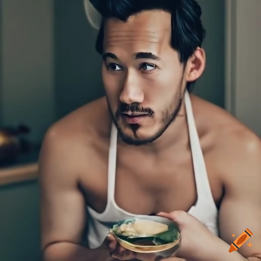 Markiplier cooking in a kitchen on Craiyon
