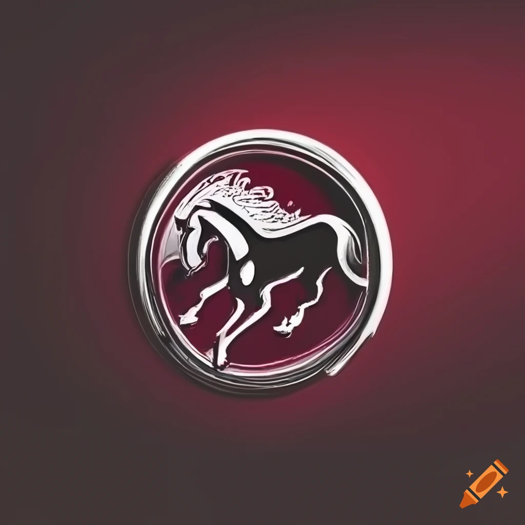 Retro mustang logo in black, white and maroon colors on Craiyon
